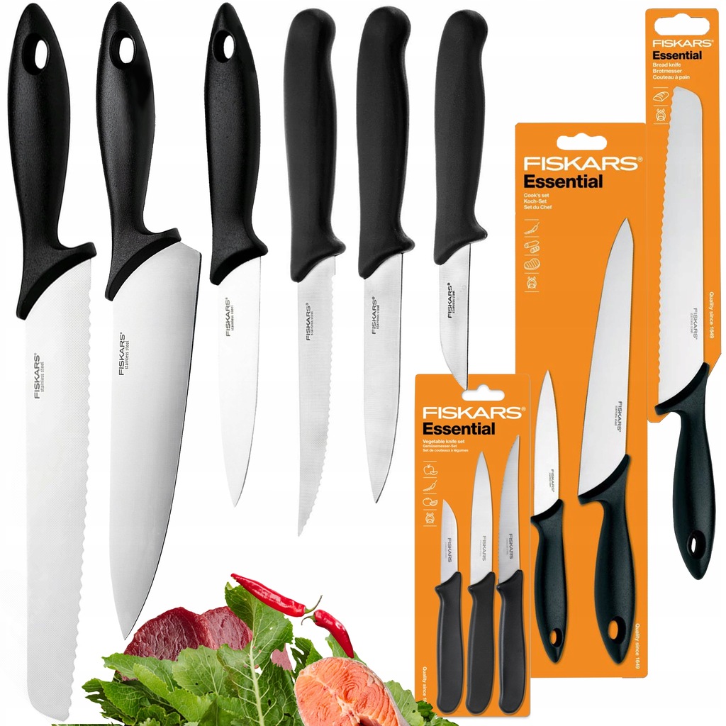 FISKARS ZESTAW 6 NOŻY KUCHENNYCH ESSENTIAL OSTRE - 12619409995 ...