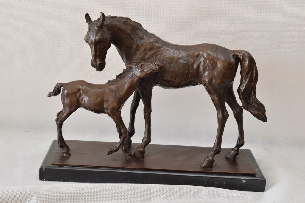 DWA KONIE KONIKI - KOŃ - JAK ŻYWE - BRĄZ SYGNOWANY - 11013392590 - oficjalne archiwum Allegro