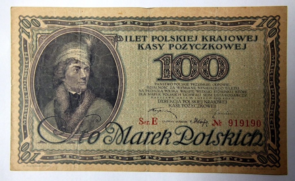 100 marek polskich 1919 ser. E - Rzadka - 12640578068 - oficjalne ...