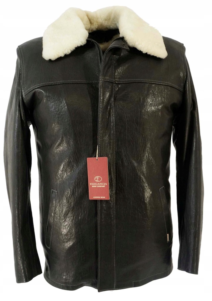Kurtka Męska PILOTKA Skórzana S Czarna 2W1 KOŻUCH - 7571738125 ...