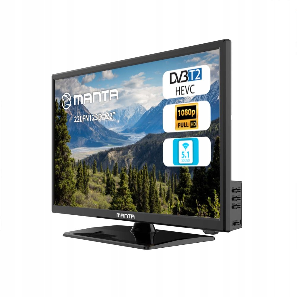 Telewizor 22 cale MONITOR 2w1 DVB-T2/HEVC HD 12V HDMI USB KAMPER ...