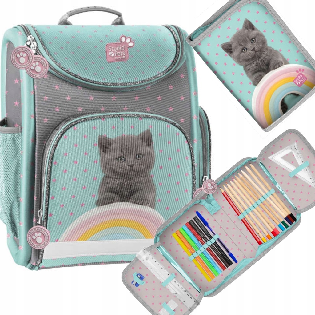 TORNISTER PLECAK SZKOLNY Z KOTKIEM KOTEM ZESTAW - 10946946955 - oficjalne archiwum Allegro