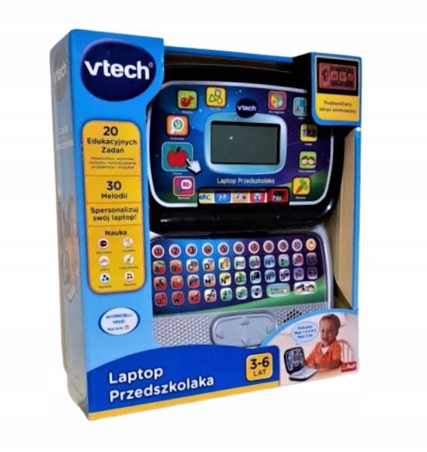 LAPTOP PRZEDSZKOLAKA VTECH PO POLSKU LICZBY SŁOWA LITERY KSZTAŁTY ...