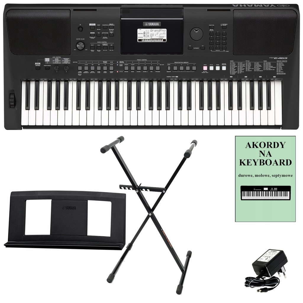 YAMAHA PSR-E463 Keyboard + Statyw + Akordy - 10563151853 - oficjalne archiwum Allegro