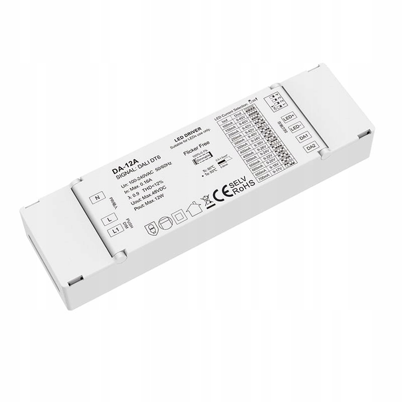 Zasilacz LED stałoprądowy ściemniany DALI / PUSH-DIM 12W 100-700mA 10-42VDC - 15272488354 ...