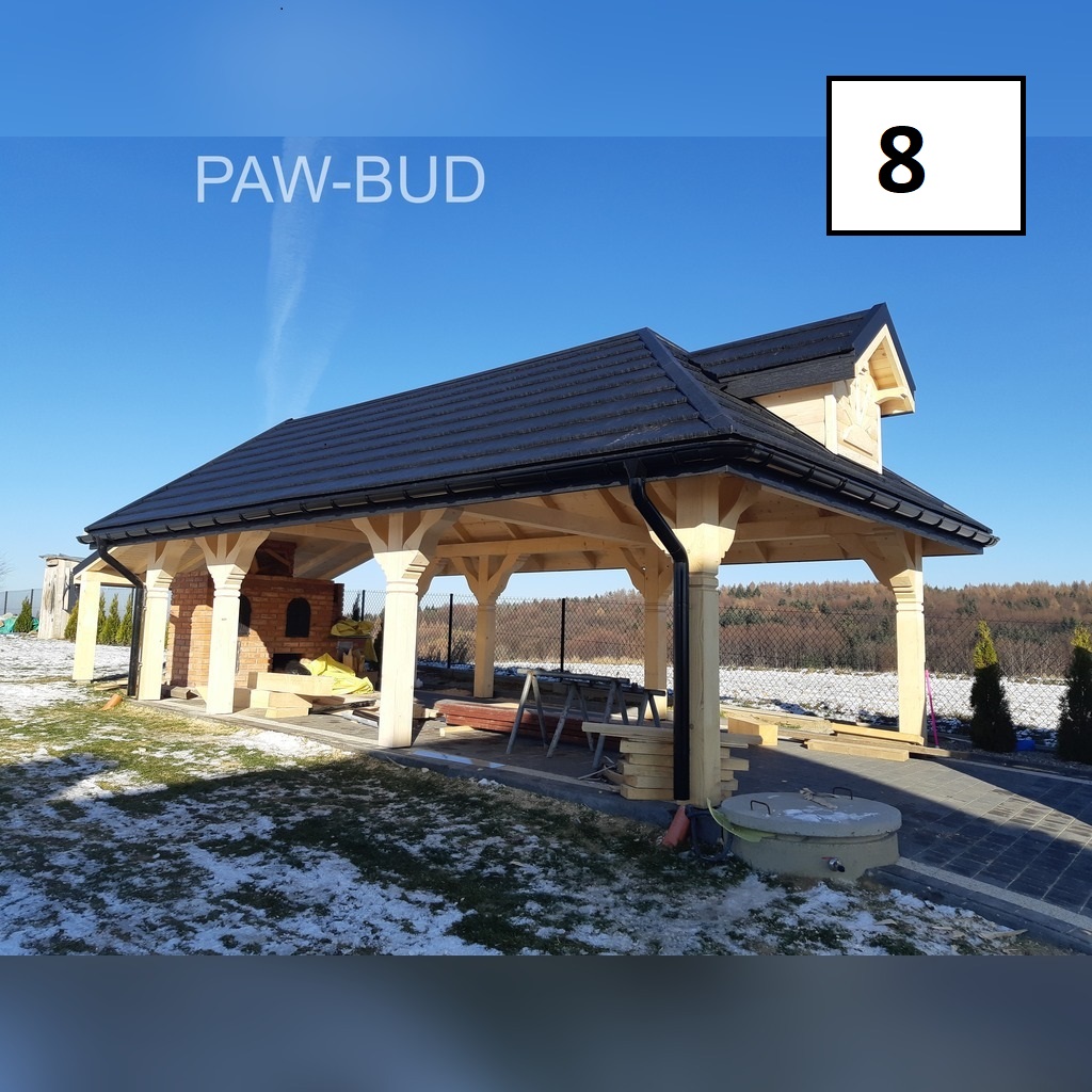 Altana ogrodowa drewniana kryta gontem lub blachą - 13564519016 ...