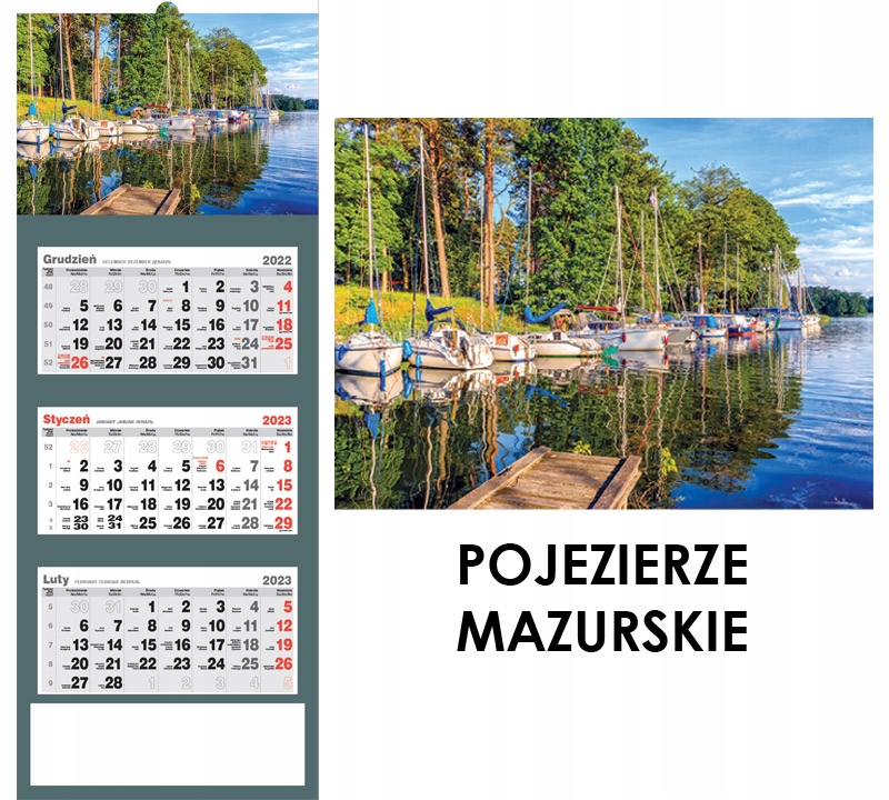 KALENDARZ TRÓJDZIELNY 2023 ŚCIENNY WZORY JEZIORO - 12640701386 - oficjalne archiwum Allegro