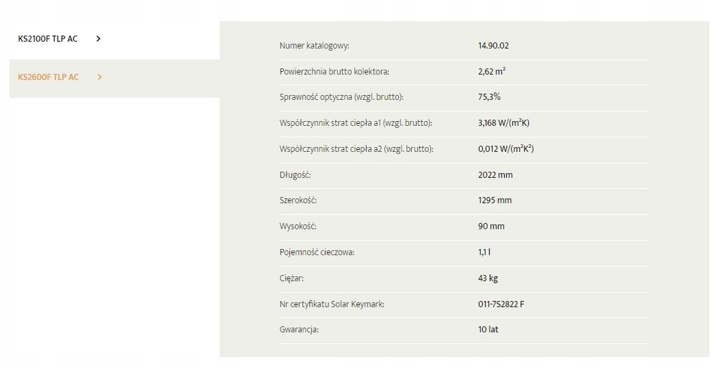 Płaski kolektor słoneczny HEWALEX KS2600F TLP AC - 12725488315 ...