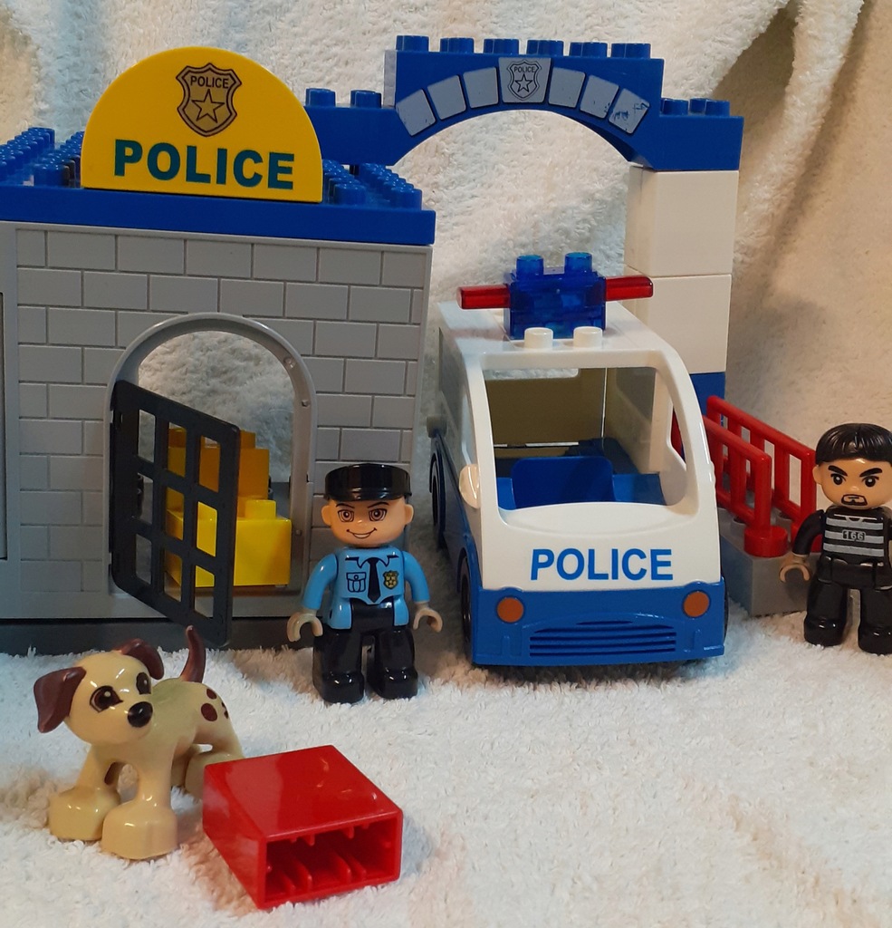 Klocki policja posterunek JDLT jak lego duplo - 12833038024 - oficjalne archiwum Allegro