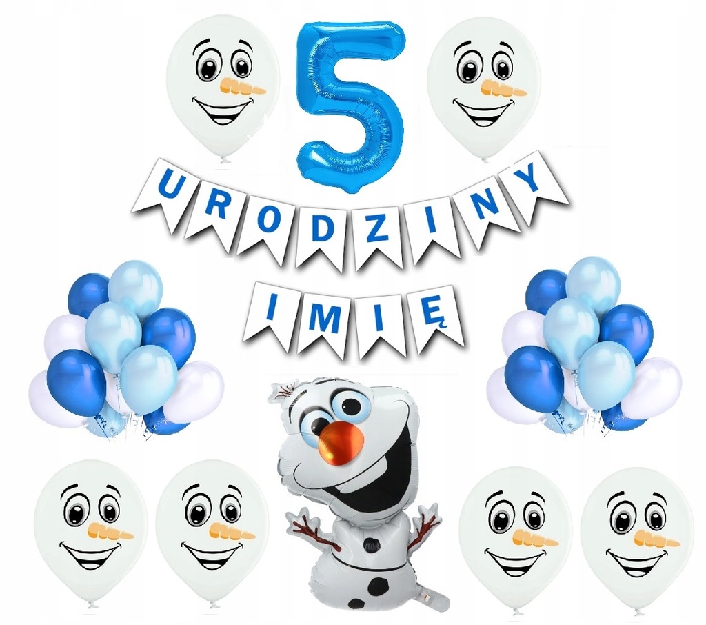 Zestaw Frozen Kraina Lodu Olaf 5 Urodziny Imię - 12399438743 ...