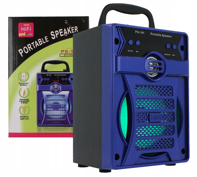 GŁOŚNIK Mini Radio Bluetooth LED AUX SD PS101 G219 - 7532052000 - oficjalne archiwum Allegro