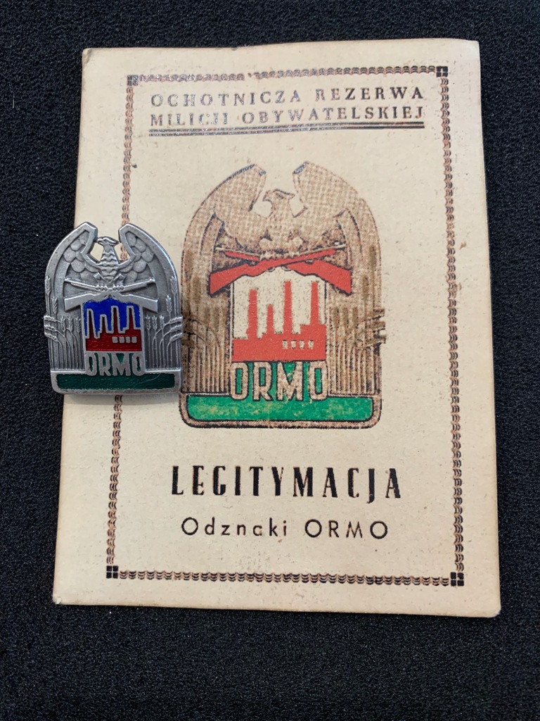 ODZNAKA ORMO+LEGITYMACJA - 14682055771 - oficjalne archiwum Allegro