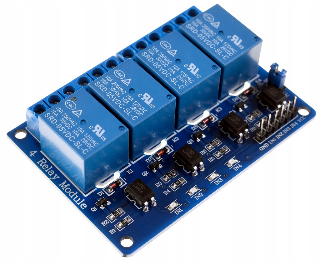 Moduł przekaźnika 4-kanały 5V 10A/250V Arduino AVR - 9757649647 ...