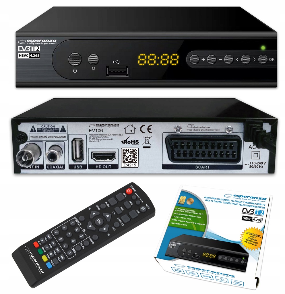 DEKODER TUNER TV NAZIEMNEJ HD DVB-T2 HEVC H.265 - 11689210796 ...