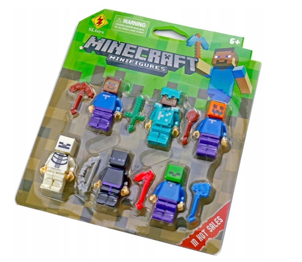 MINECRAFT KLOCKI 6 FIGUREK LUDZIKÓW POSTACI NOWE - 12884004855 ...