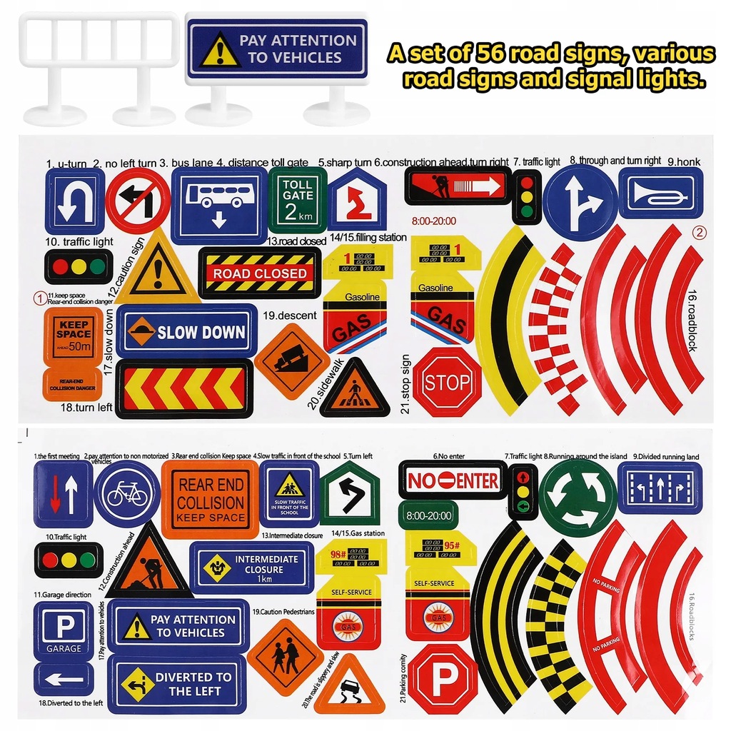 Traffic Sign Toy Road Signs Kids Toys Set 56 Pcs - 14169172949 ...