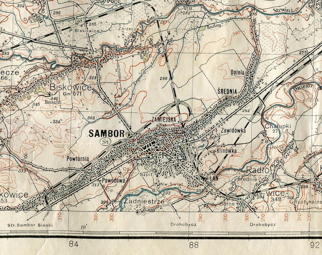 KRESY : SAMBOR / CHYRÓW :: mapa wojskowa WIG : 1937 rok - 14597649174 ...
