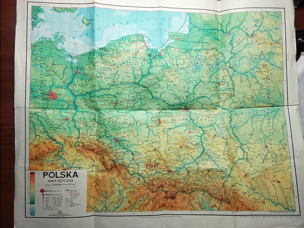Polska mapa administracyjna fizyczna 1980 r. PRL - 11797653462 ...