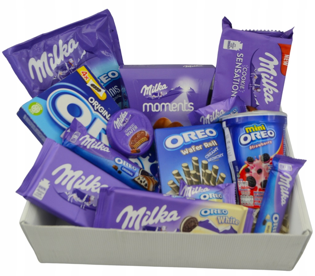 Kosz Prezentowy Słodycze Milka Oreo Zestaw Box - 12143804597 ...
