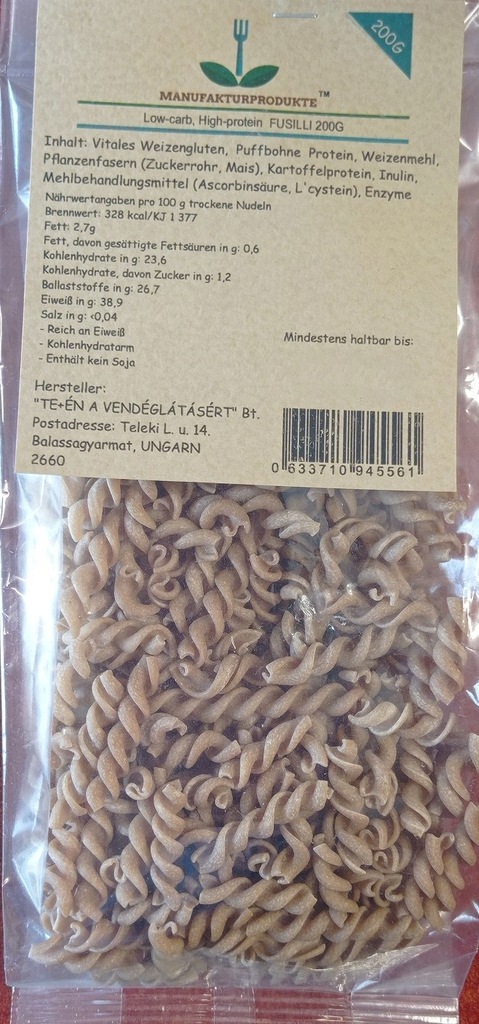 MAKARON NISKOWĘGLOWODANOWY FUSILLI200g HIGHPROTEIN - 13689401840 ...