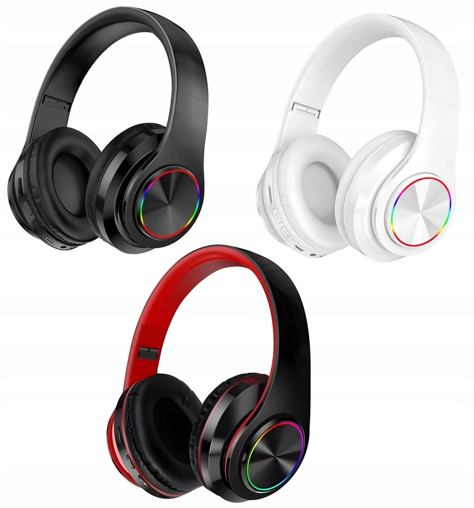 SŁUCHAWKI BEZPRZEWODOWE B39 BLUETOOTH MIKROFON RGB - 11744118105 ...