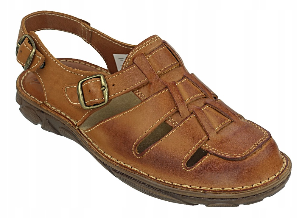 SANDAŁY MĘSKIE SKÓRA POLSKIE KRYTE 038 JB *45 - 9068443514 - oficjalne archiwum Allegro