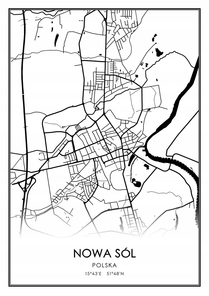 Mapa czarno biała Plakat Nowa Sól 60x40cm - 12971374361 - oficjalne ...