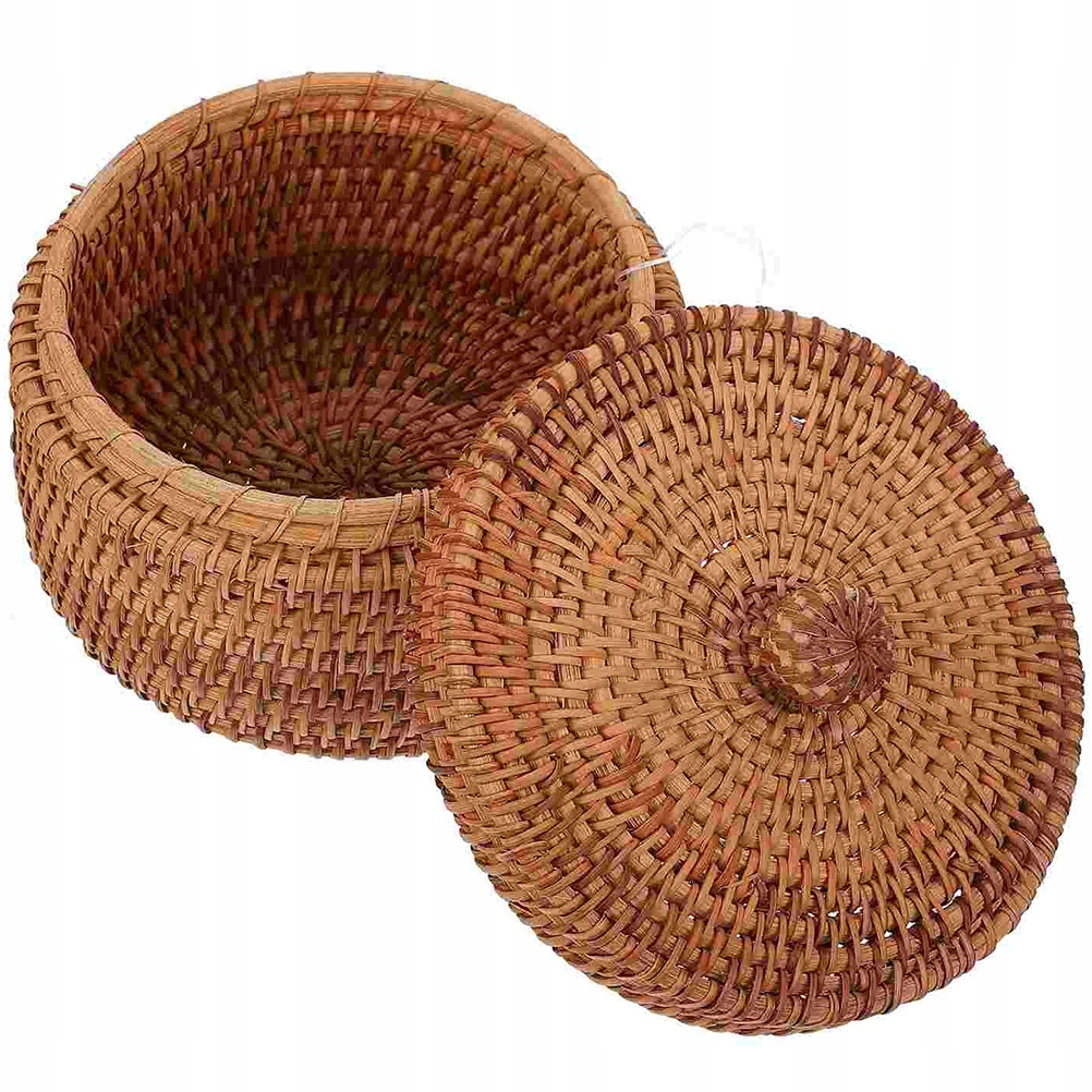 RATTAN STORAGE BOX WICKER BIN ROUND ORGANIZER - 14212837253 - oficjalne ...