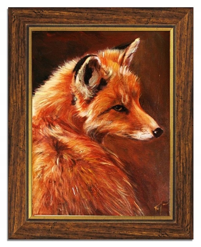 Lis obraz olejny na płótnie ręcznie malowany w drewnianej ramie ...