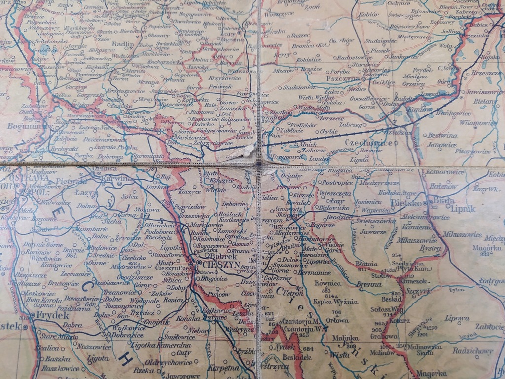 Mapa woj. Śląskiego 1921 F.Popiołek Ostoja Cieszyn - 12649594090 ...