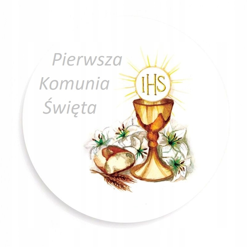 Opłatek KOMUNIJNY PIERWSZA KOMUNIA ŚW. 20cm - 12139791744 - oficjalne archiwum Allegro