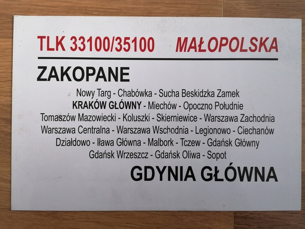 Tablica relacyjna PKP Intercity TLK Małopolska - 9406569831 - oficjalne archiwum Allegro