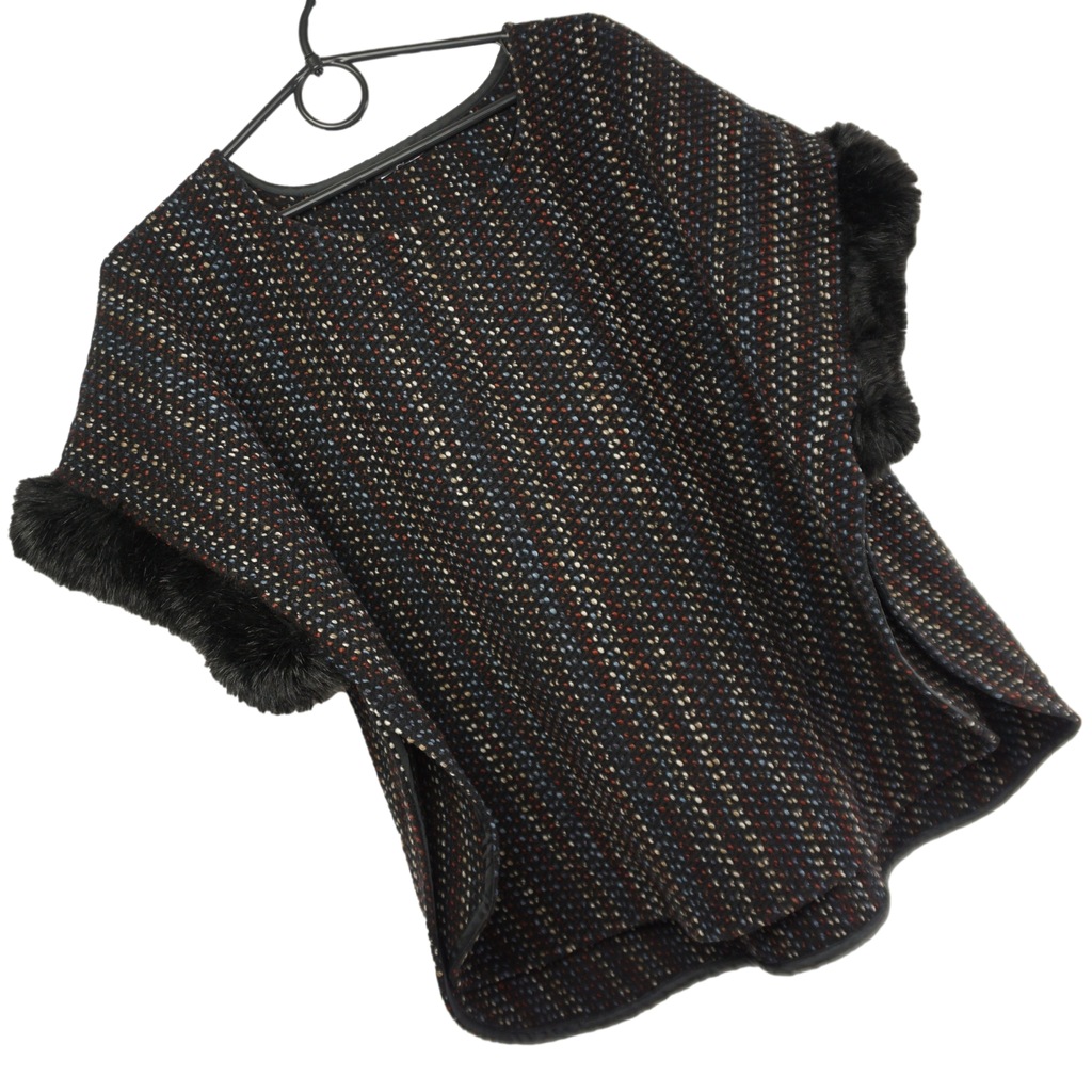 ponczo damskie ciepłe z futerkiem B13 - 12637294227 - oficjalne archiwum Allegro