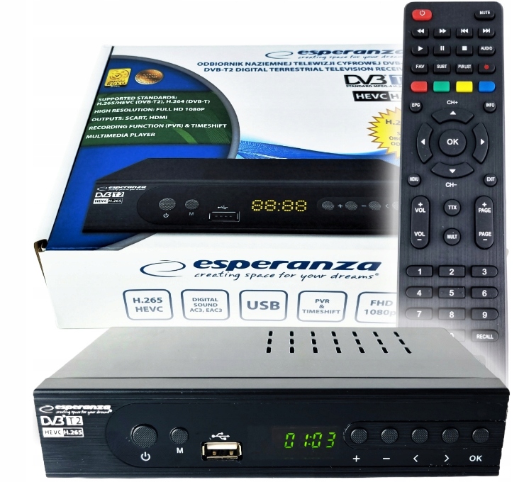 Tuner dekoder DVB-T2 HEVC TV telewizja naziemna - 12227330498 ...