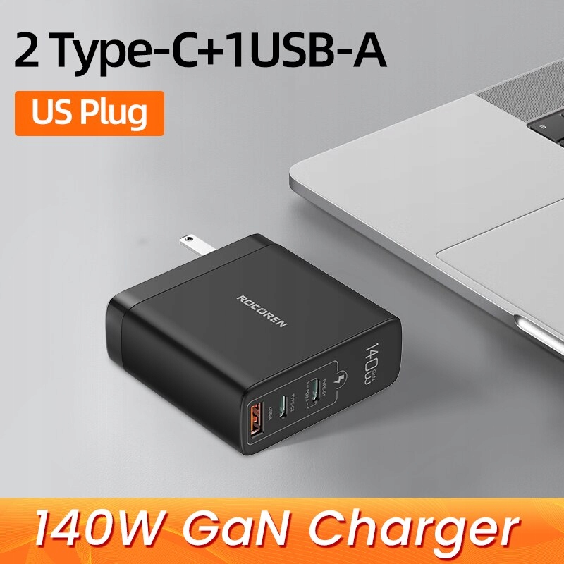 Rocoren 140W GaN ładowarka USB typ C PD 3.1 QC szy - 13043923736 ...
