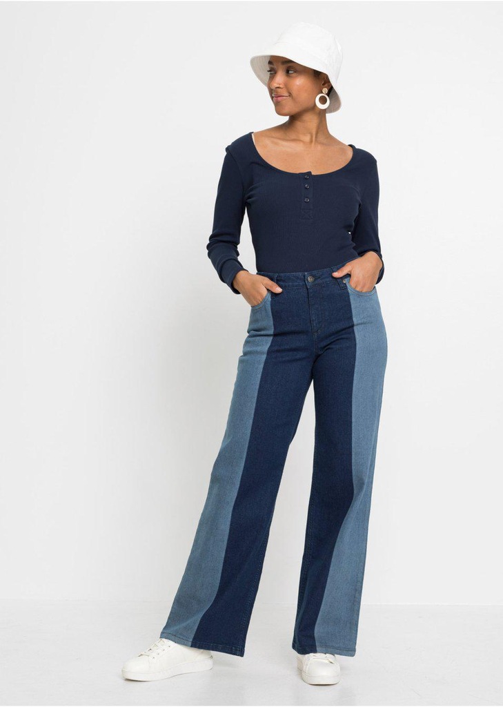 HM6013 38 SZEROKIE JEANSY DWUKOLOROWE Bonprix - 13493892894 - oficjalne archiwum Allegro