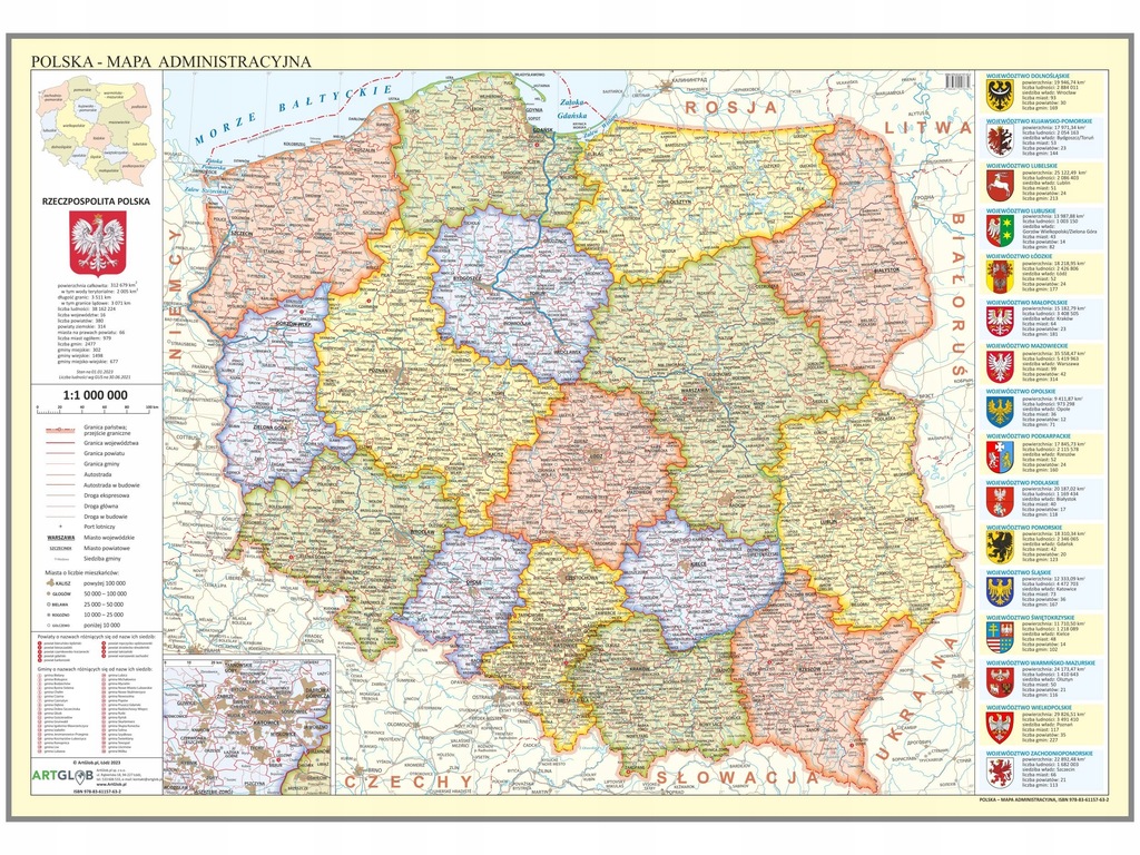 POLSKA 2023 MAPA ŚCIENNA ADMINISTRACYJNA MAGNETY - 13001343056 ...