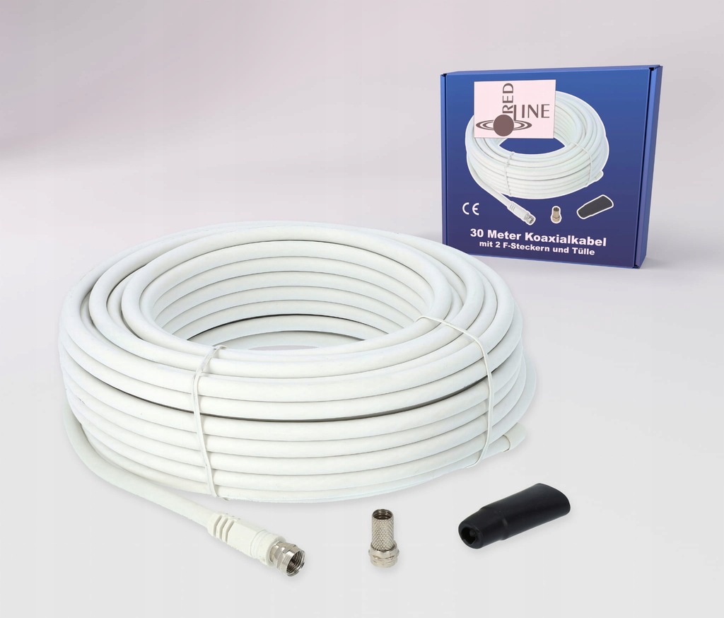 ZESTAW KABEL PRZEWÓD ANTENOWY KONCENTRYCZNY RG 30m - 13462932090 - oficjalne archiwum Allegro