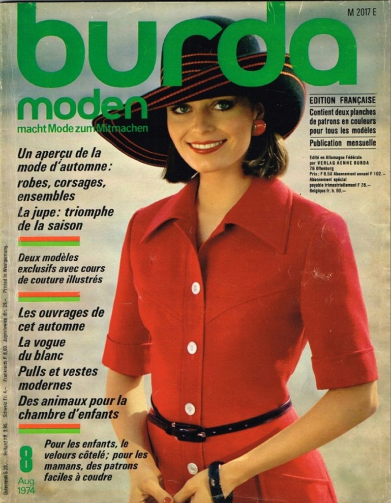 BURDA 8 / 1974 + wykroje - 8620924895 - oficjalne archiwum Allegro