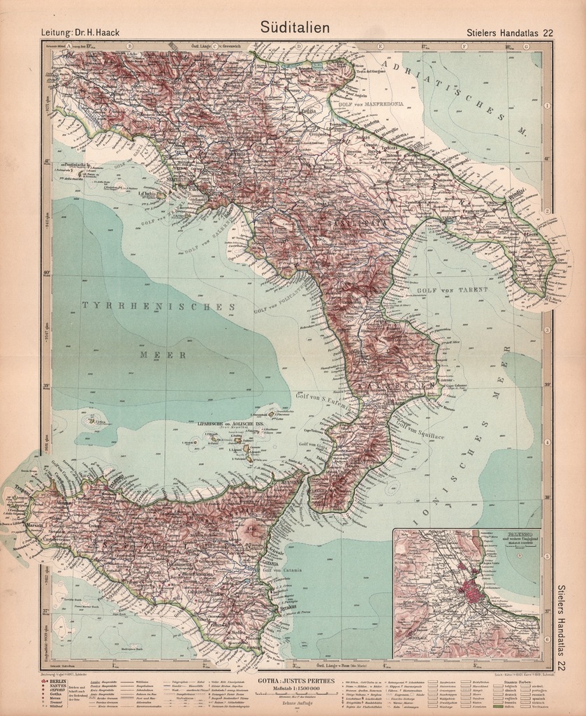 SYCYLIA KALABRIA MAPA MIEDZIORYT 1932 rok ORYGINAŁ - 8905912665 ...