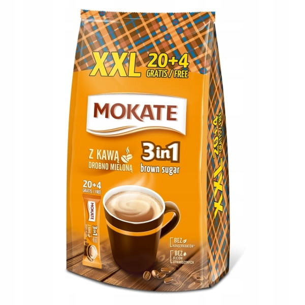 Kawa Mokate 3w1 3in1 Brown Sugar 24x17g Torba XXL - 13532935474 - oficjalne archiwum Allegro