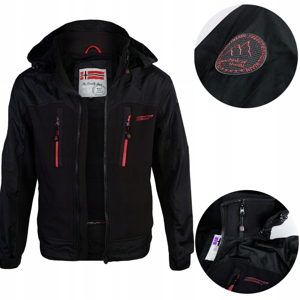 Kurtka chłopięca sportowa przejściowa soft membrana czarna z red 2346 ...