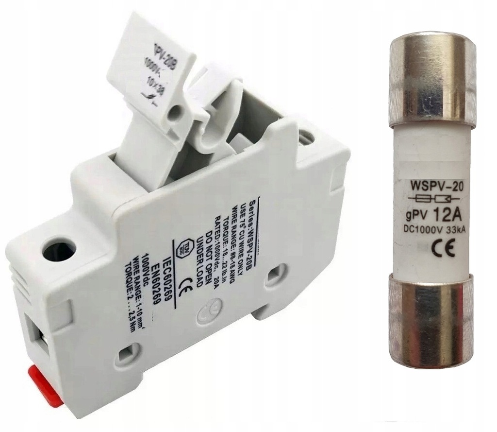 Bezpiecznik PV 10x38 DC 1000V 12A Kompletny - 12480713987 - oficjalne archiwum Allegro