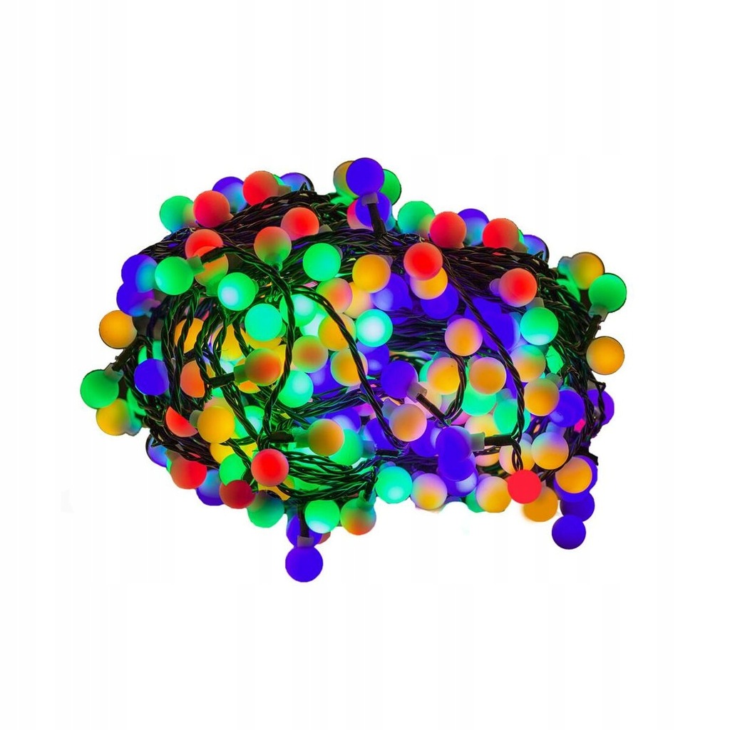 Lampki zewnętrzne 10m 200 LED kulki neon multikolo - 12944564794 - oficjalne archiwum Allegro