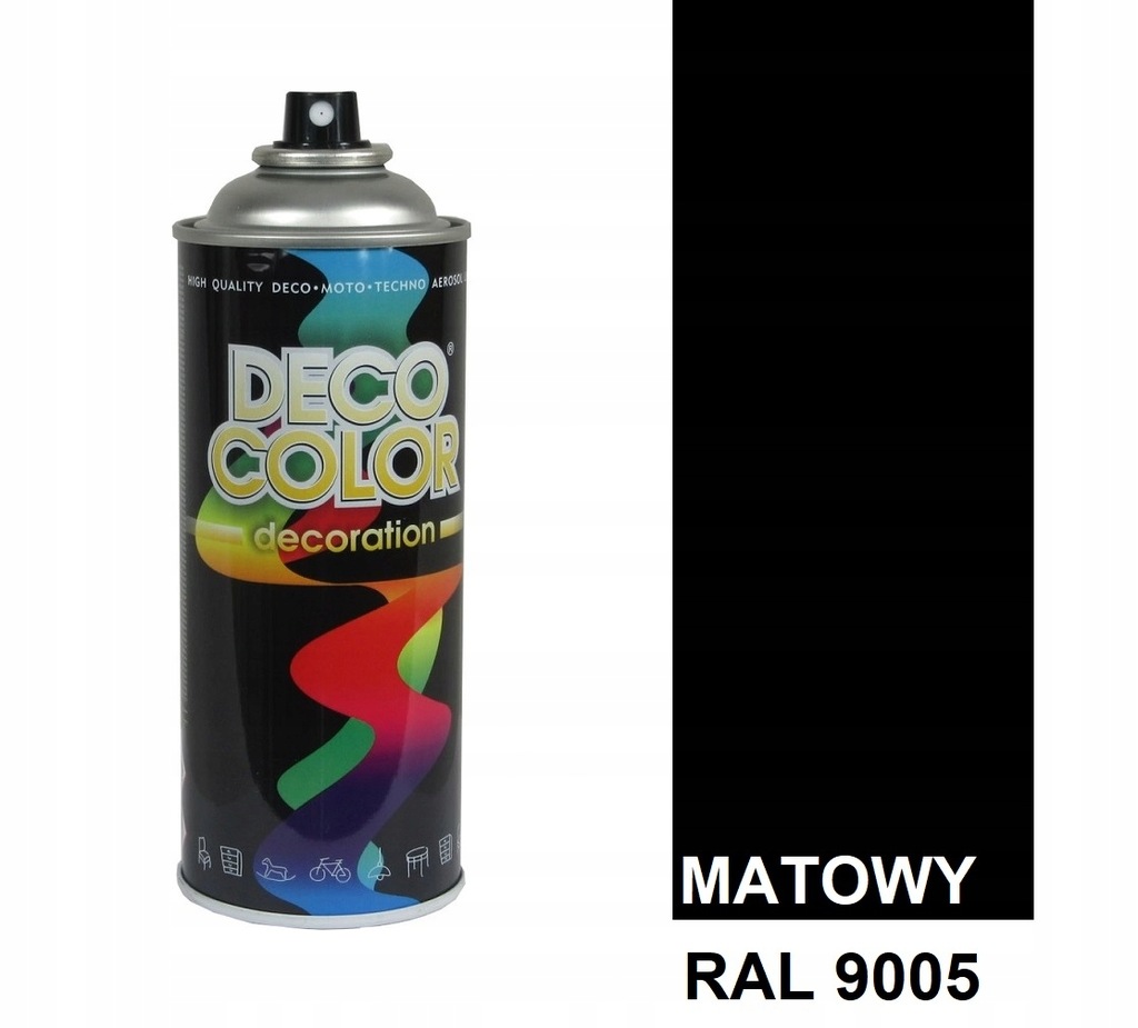 Lakier farba spray DecoColor 400ml CZARNY MAT 9005 - 11577622102 ...