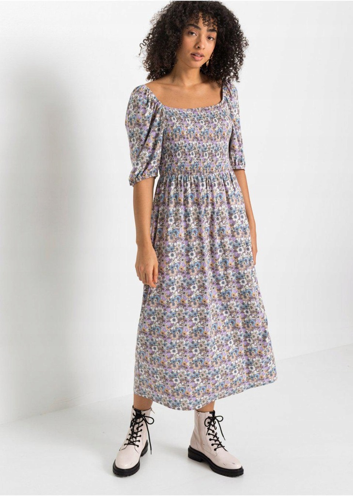 RAINBOW SUKIENKA MAXI W KWIATY Z MARSZCZENIEM- 54 - 12514828927 - oficjalne archiwum Allegro