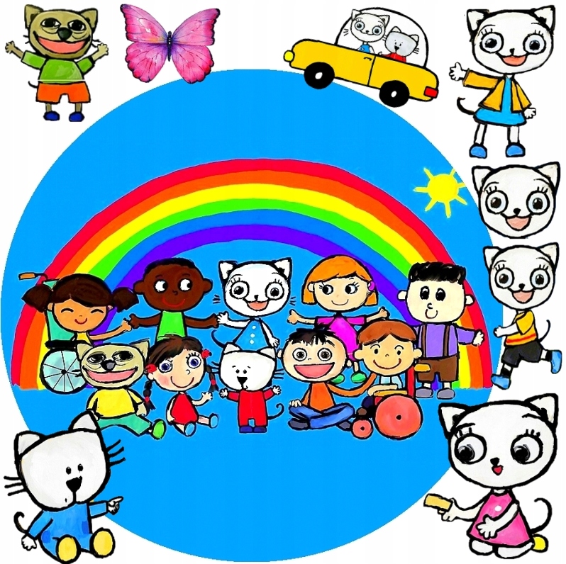 OPŁATEK NA TORT KICIA KOCIA GRUBY OKRĄGŁY 20CM +POSTACIE+TEKST ...