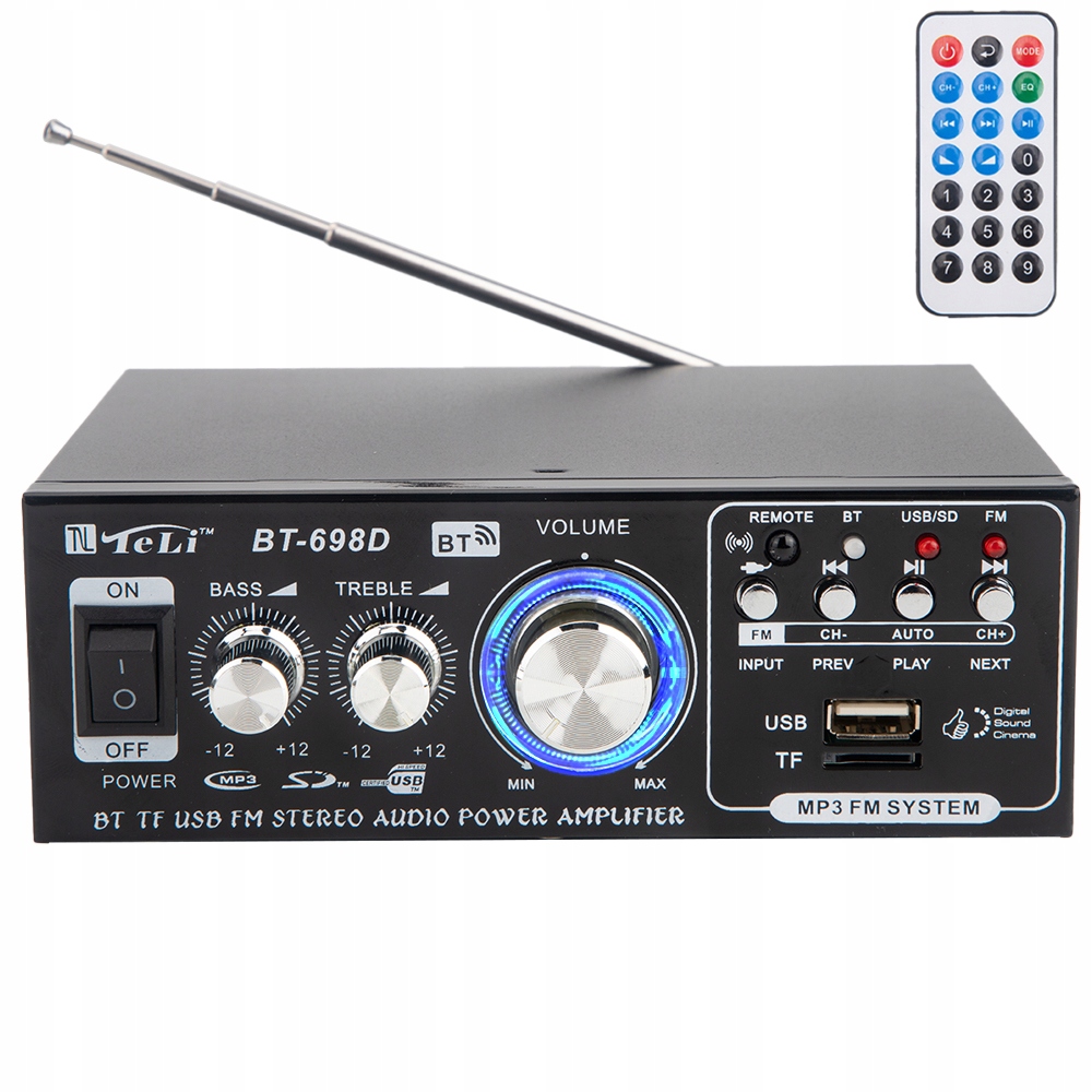 WZMACNIACZ DO KOLUMN HIFI BLUETOOTH RADIO FM 180W+PILOT BT-698D - 15320925939 - oficjalne ...