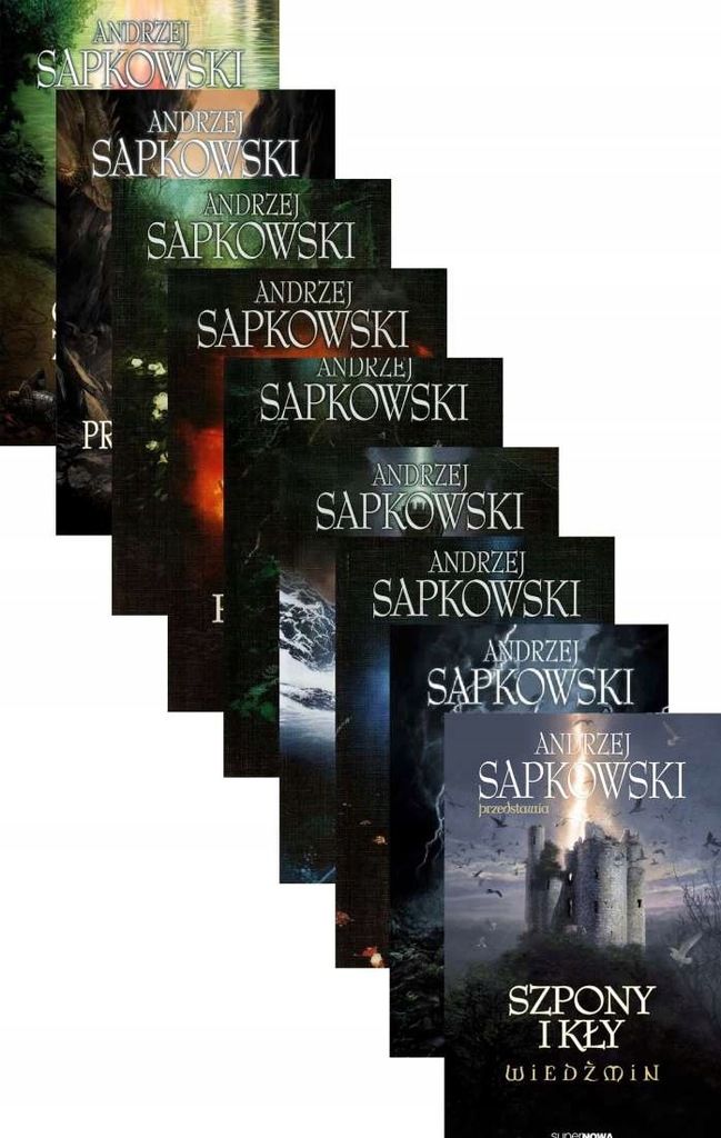 WIEDŹMIN CAŁA SAGA 9 TOMÓW Sapkowski SZPONY I KŁY - 8334435756 ...