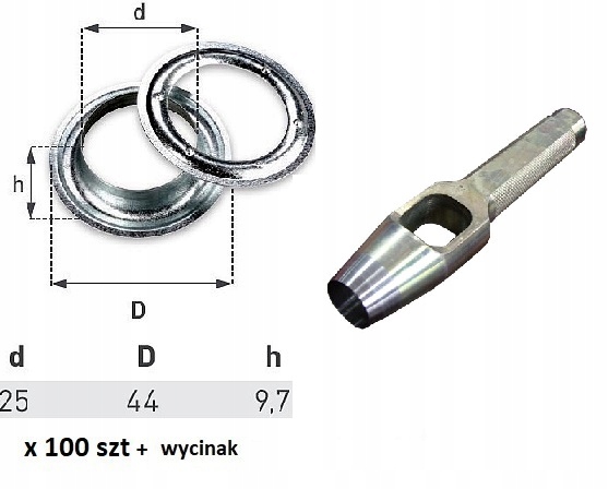 Oczka 100 szt do plandeki fi25 + wycinak - 10601584853 - oficjalne archiwum Allegro